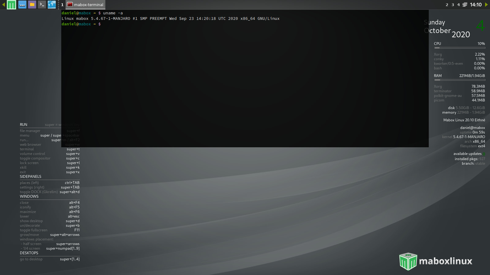 Drop-down or actually show-hide terminal - Mabox Linux notes